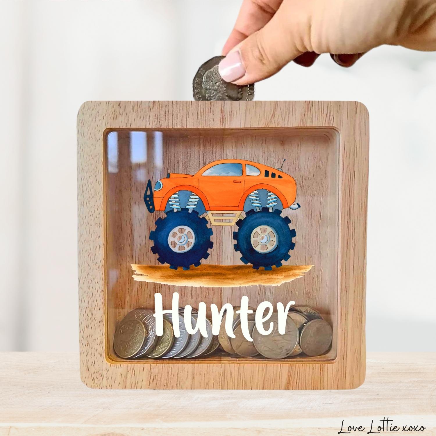 Personalised Money Box Gift - Printed Design with Custom Name - Custom