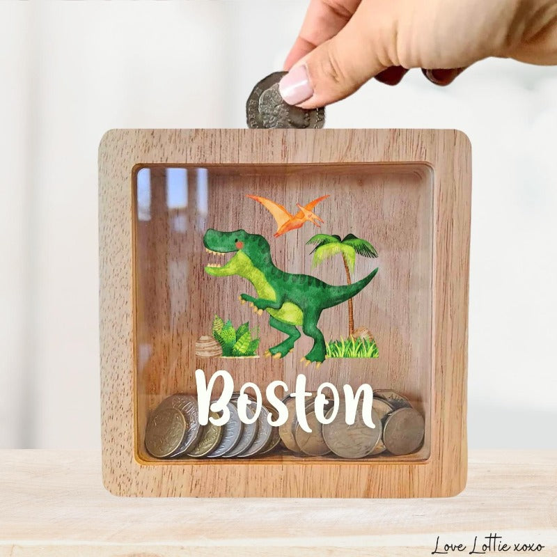 Personalised Money Box Gift - Printed Design with Custom Name - Custom