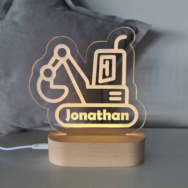 Personalised Baby Night Light - Digger